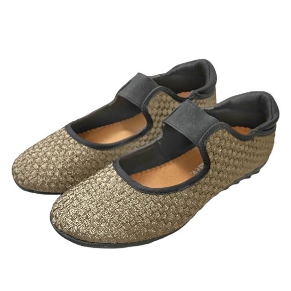 bernie mev. | Shoes | Bernie Mev Kendra Basketweave Mary Janes Bronze ...